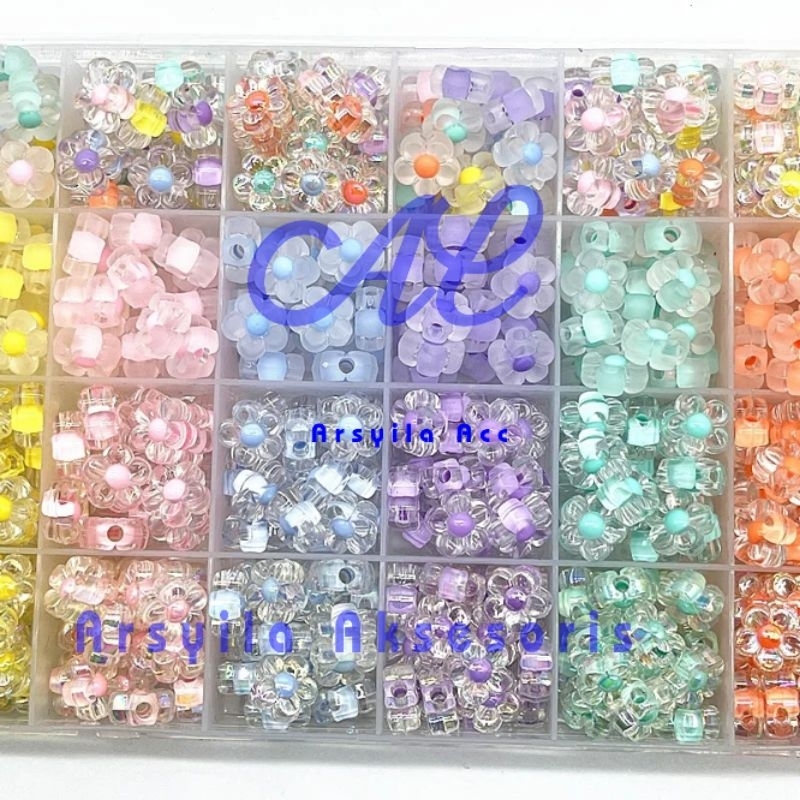 Jual Manik Manik Bunga 25 Pcs Kristal Transparan Manik Akrilik Spacer ...