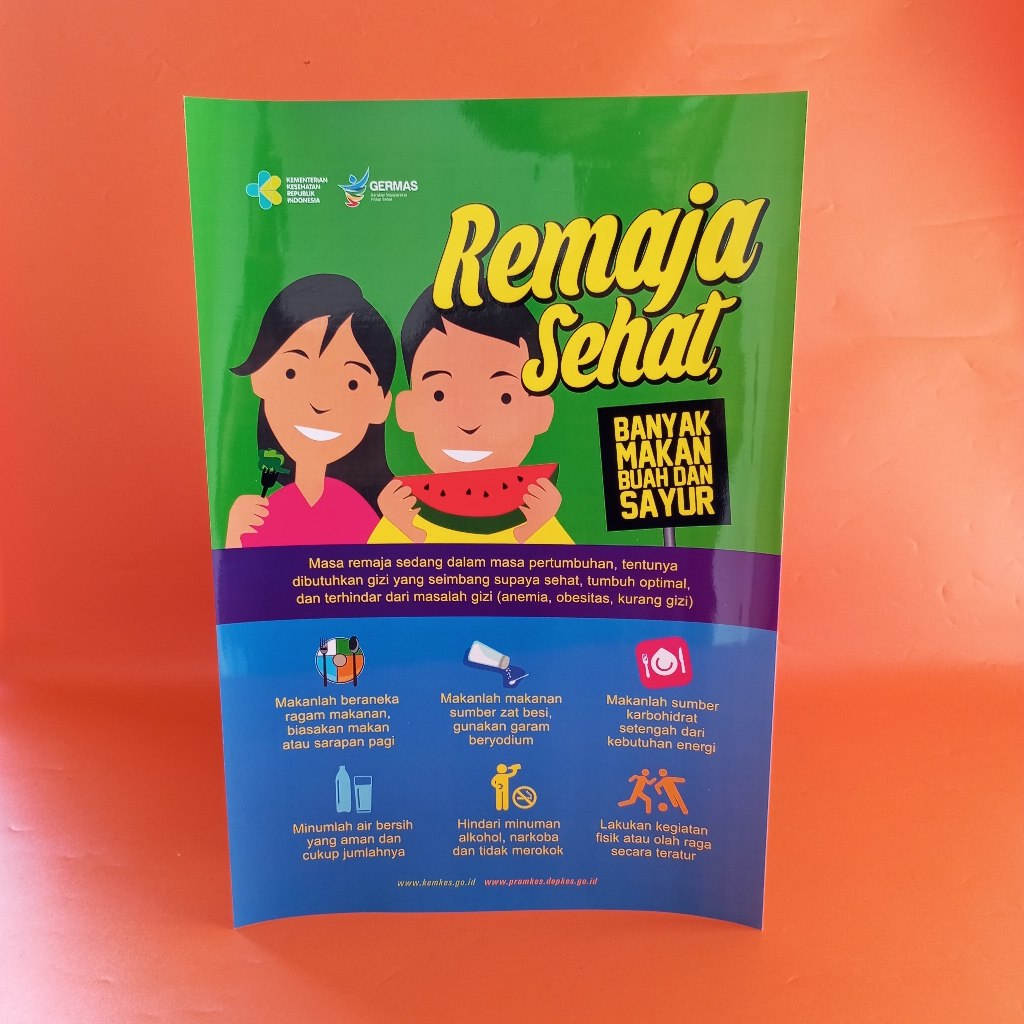 Jual Poster Remaja Sehat Makan Buah dan Sayur/ Poster Edukasi Kesehatan ...