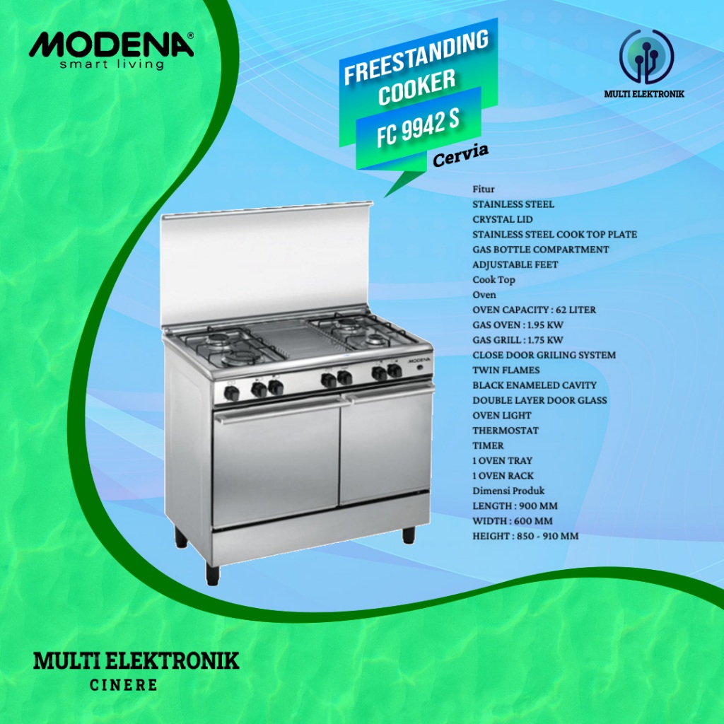 Jual Kompor Freestanding 4 Tungku Oven MODENA CERVIA FC 9942 S | Shopee ...
