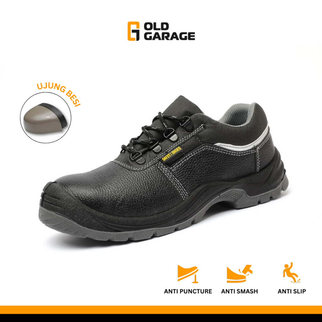 Jual Sepatu Safety Shoes Pria Steel Toe Ujung Besi Low Cut Hitam Abu ...