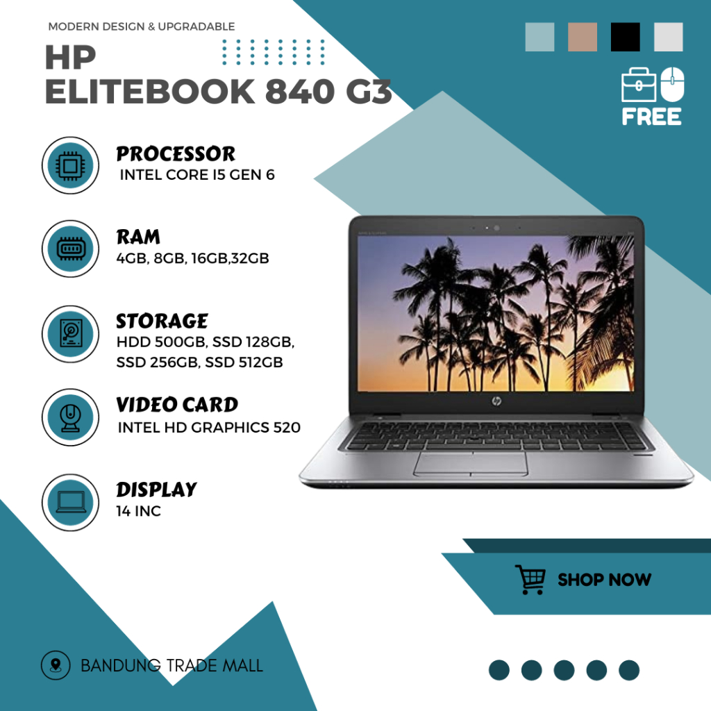 Jual Laptop Hp Elitebook 840 G3 Core I5 Gen 6 Ram 16gb Ssd 512gb Mulus
