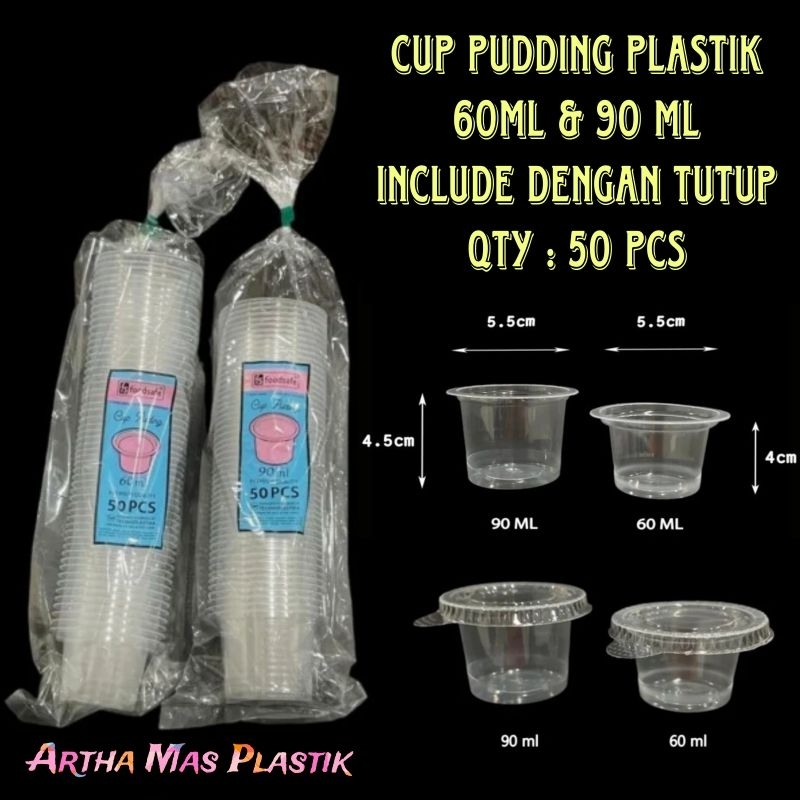 Jual Gelas Puding Plastik 60 ml & 90 ml Pudding Cup @50 pcs | Shopee ...