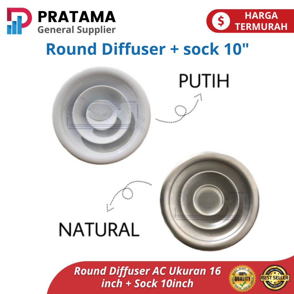 Jual Round Diffuser AC Ukuran 16 inch + sock 10inch Warna natural ...