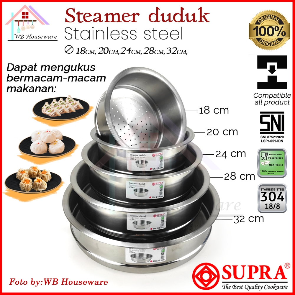 Jual Steamer panci multifungsi saringan kukusan sauce pot stainless 18cm/20cm/24cm/28cm/32cm ...
