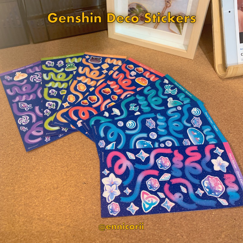 Jual Deco Sticker Sheet Genshin Impact (Anemo, Pyro, Cryo, Dendro ...