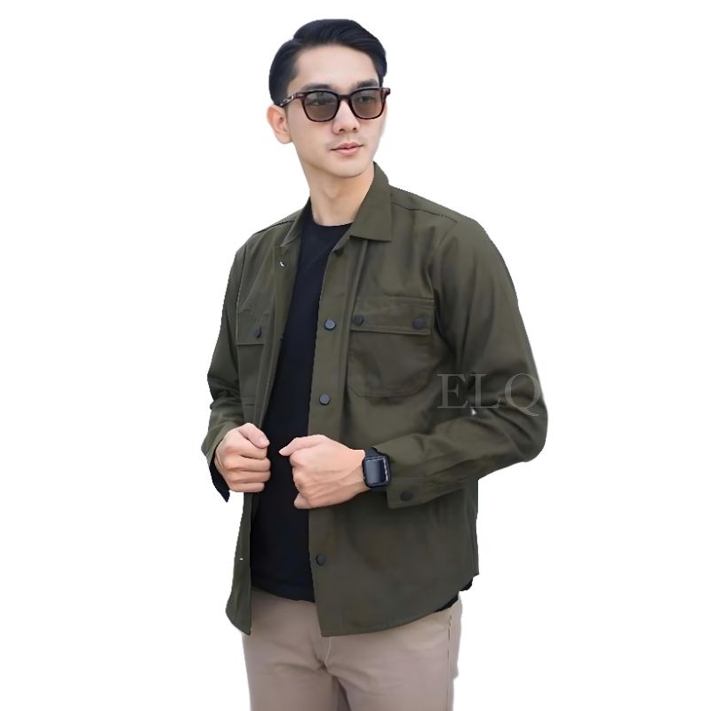 Jual Jaket Kemeja Pria Semi Parka Canvas Jacket Trucker Kancing Besi ...