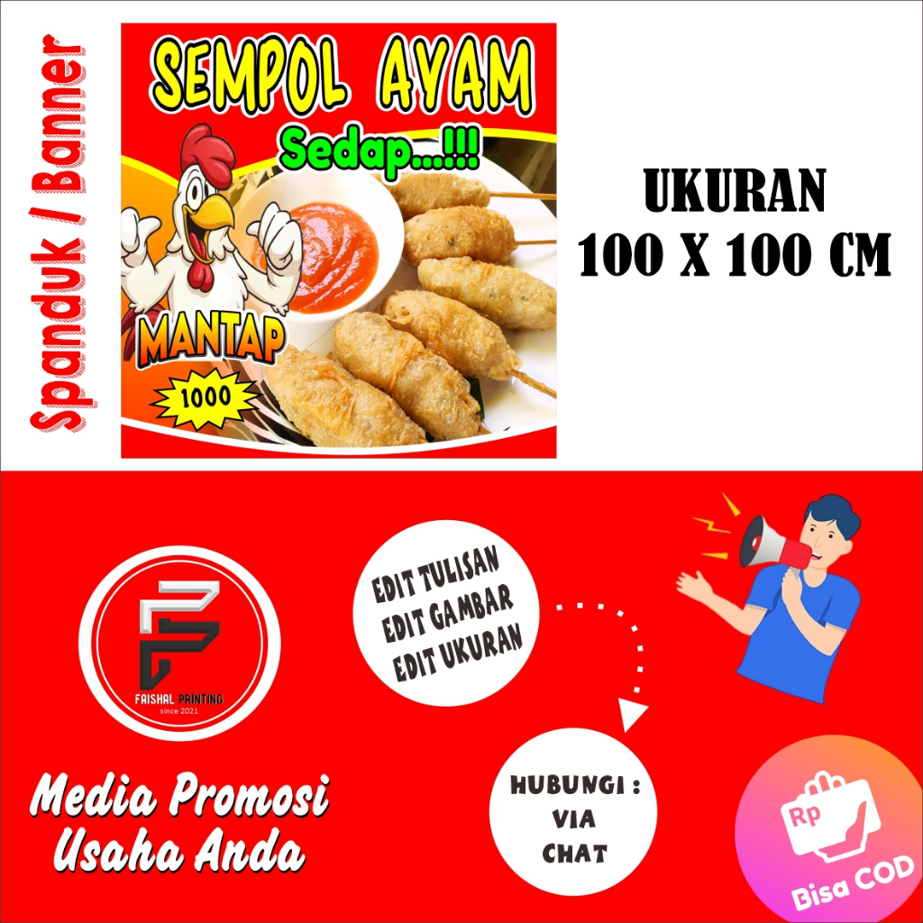 Jual Spanduk Sempol Ayam / Banner Sempol Ayam / Spanduk Sempol Ukuran 1 ...