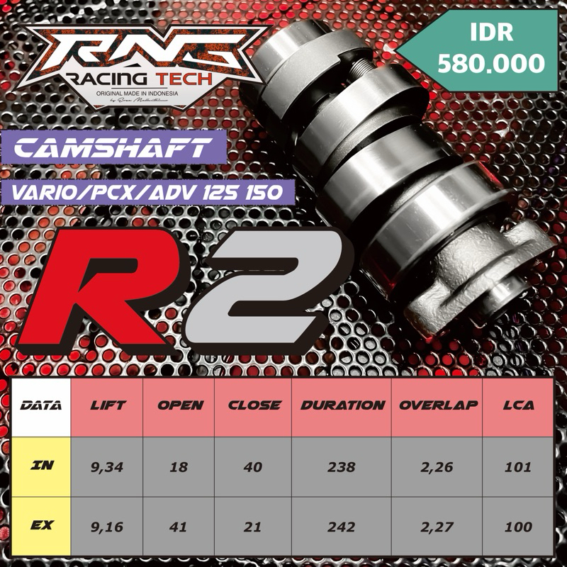 Jual Noken As RNG Racing Tech Seri R2 Custom Camshaft Tune Bore Stroke ...