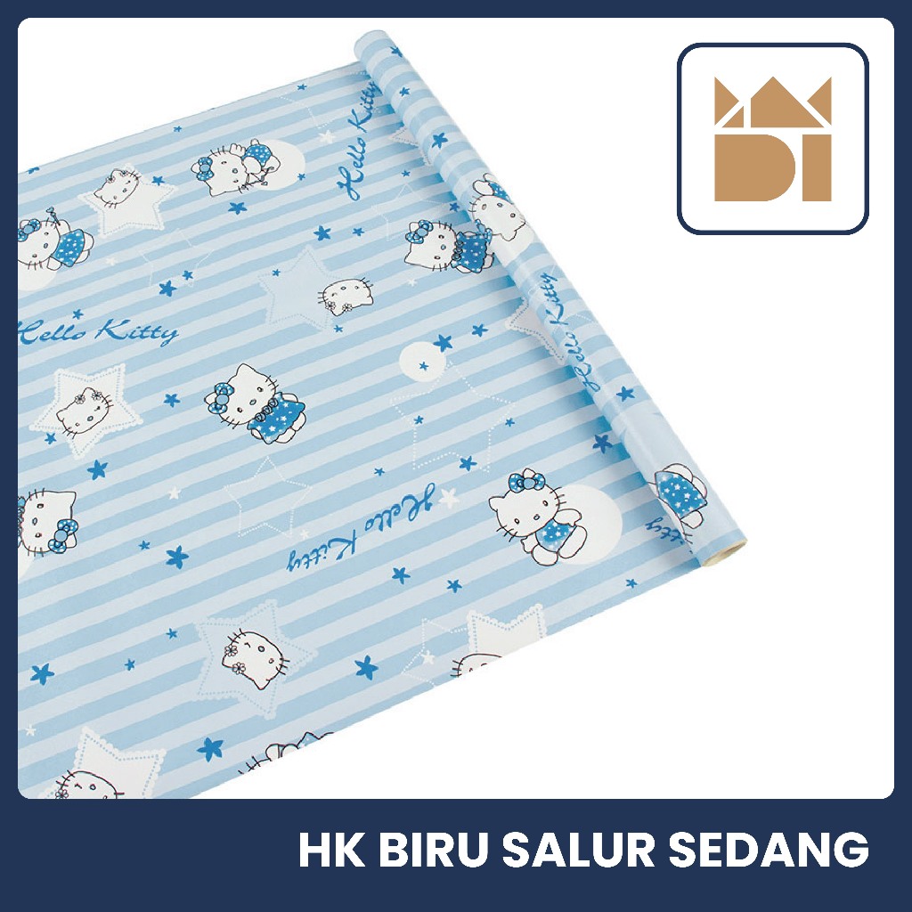Jual Wallpaper Motif Hello Kitty Biru Salur Sedang Size 45 Cm X 8 Meter | Shopee Indonesia
