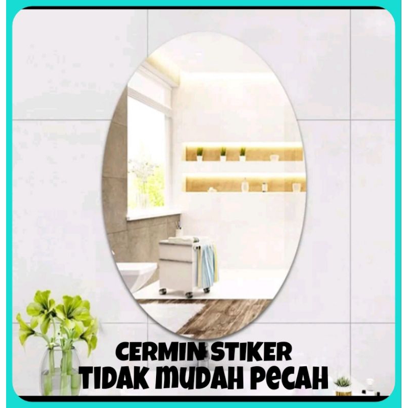 Jual Stiker Cermin 20 x 30 Kaca Dinding Cermin stiker Anti Pecah Oval ...