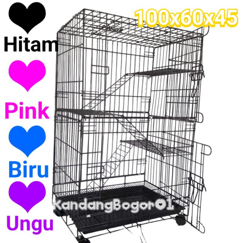 Jual Kandang Kucing Tingkat 3 Size L 97x60x45 4 Warna cm + Roda Muat 3 ...