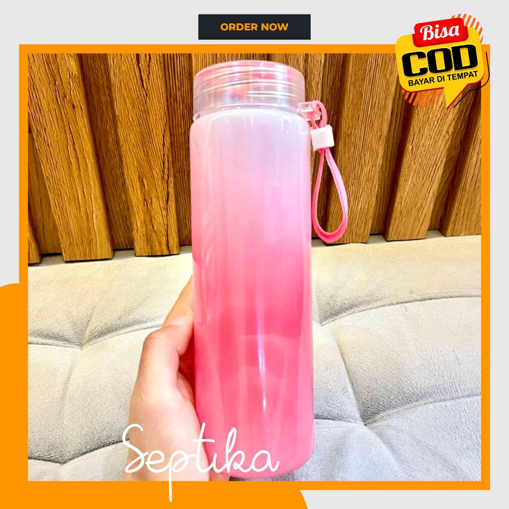 Jual GROSIR Botol Kaca Slim gradasi Air Panas Dingin Hello Master 400ml Termos Thermos Polos ...