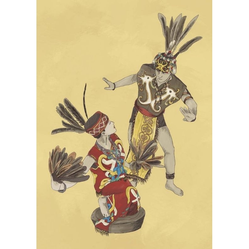 Jual hiasan dinding poster penari Dayak vector plus figura termurah ...