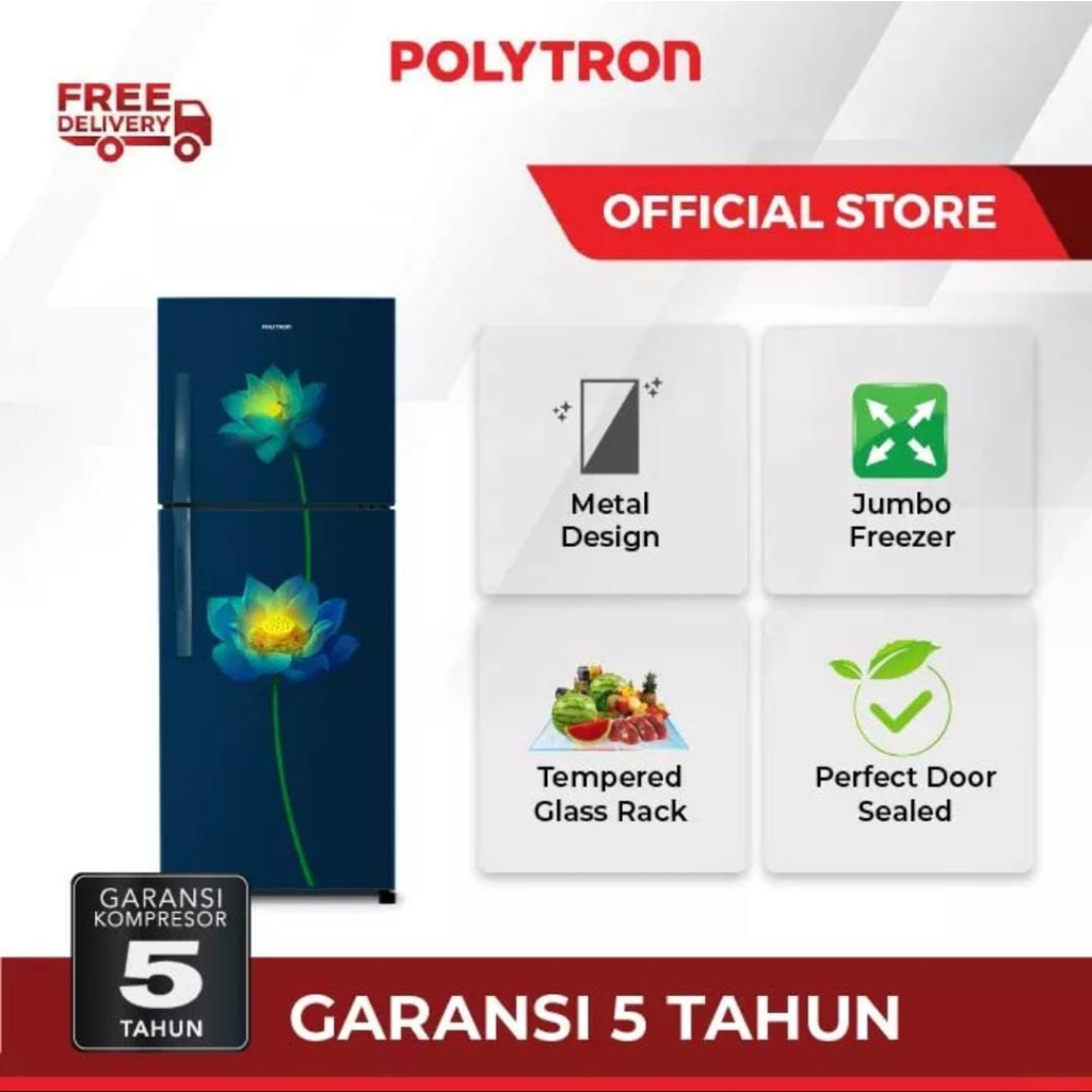 Jual Lemari Es | POLYTRON Kulkas 2 Pintu Metallic 210 liter PRB 237 ...
