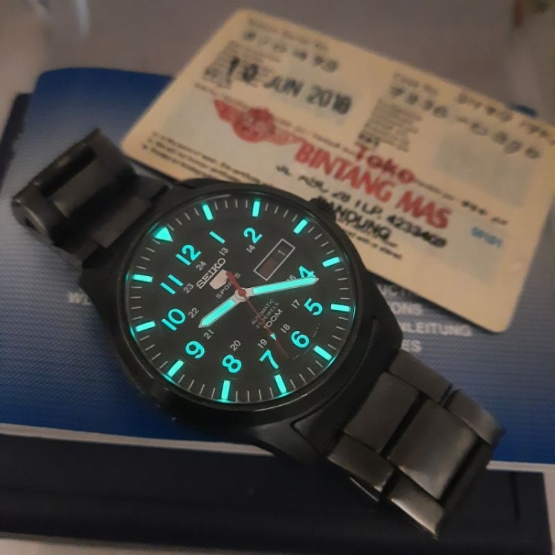 Jual Langka Seiko 5 Sports SNZG17K1 All Black SNZG17 Blackout Spt ...