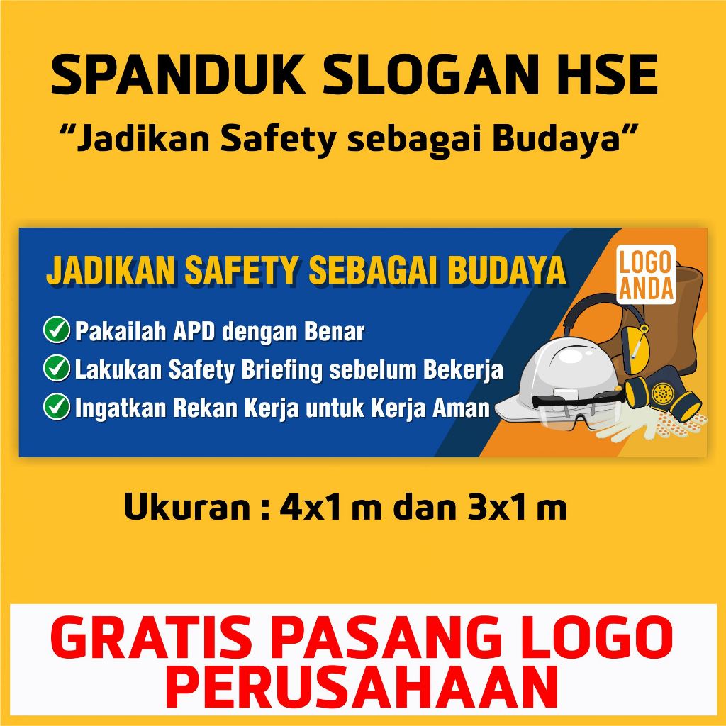 Jual Spanduk Banner Slogan Safety HSE EHS K3 Bulan _ APD PPE | Shopee Indonesia