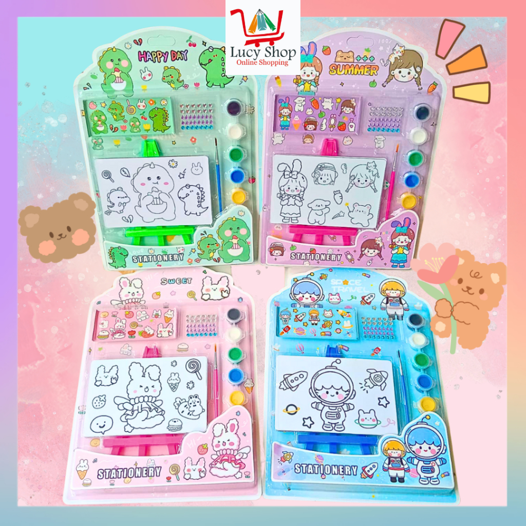 Jual Set Alat Mewarnai Lukis Tempel Mainan Edukasi Anak Stationery Set ...