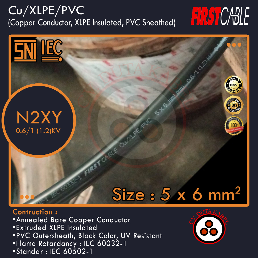 Jual Kabel N2XY 5x6 mm2 (Cu/XLPE/PVC) FIRST CABLE /5x6 mm/5 x 6 mm2/5x6mm2/5 x 6 mm2/5x6mm2 ...