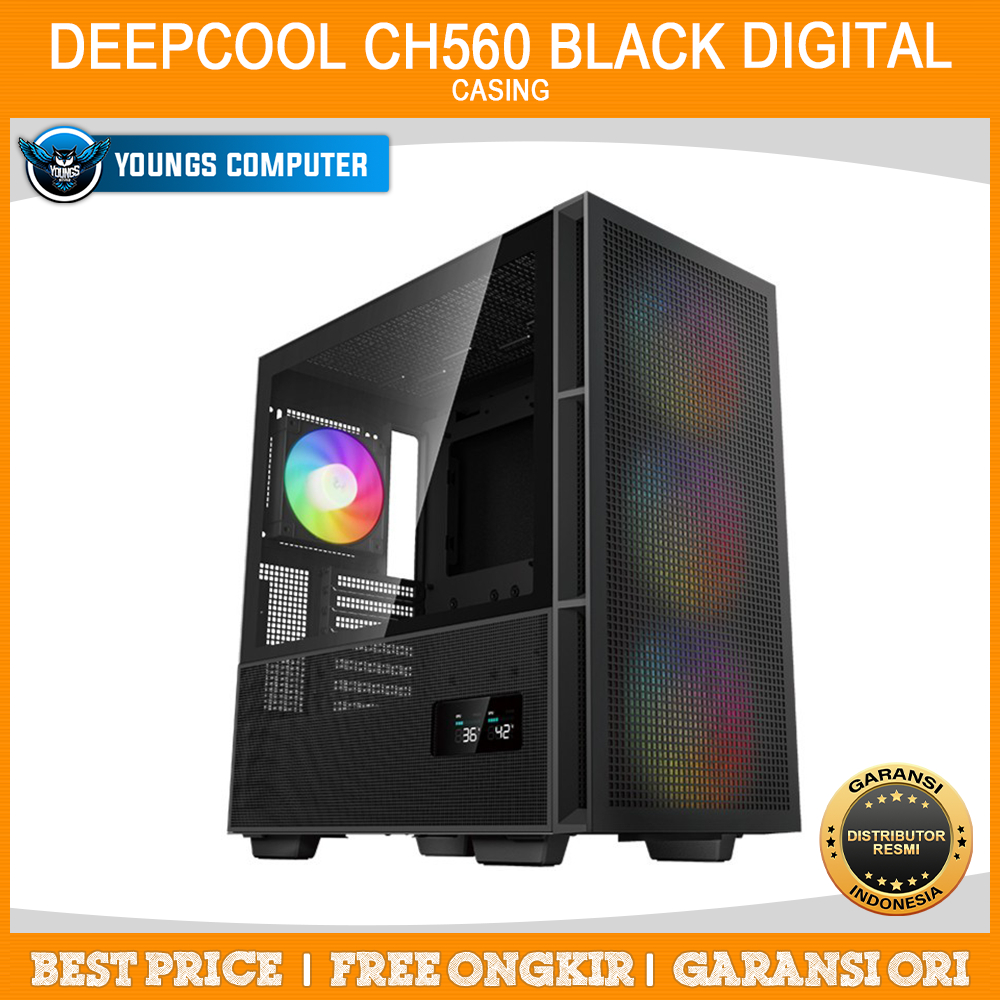 Jual CASING DEEPCOOL CH560 BLACK DIGITAL + 4x Fan ARGB - CASE GAMING ...
