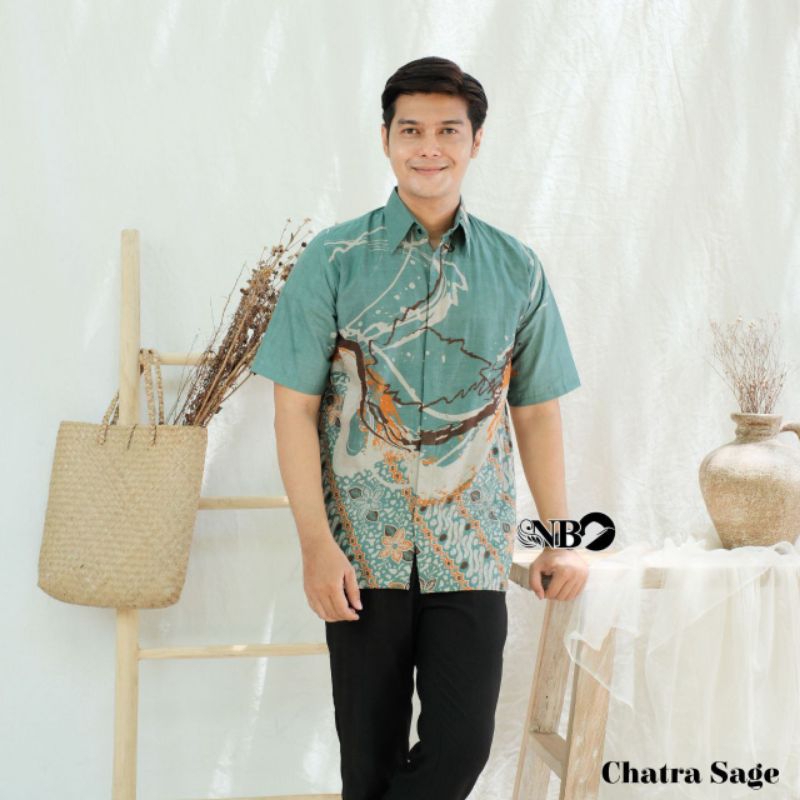 Jual Batik Cowok Lengan Pendek Premium Viral Inara Akar Cantika Sage ...
