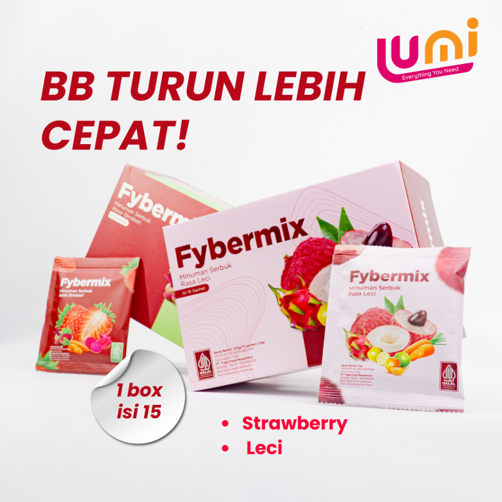 Jual Fybermix - 1 Box Minuman Serat Rendah Gula Rasa Stoberi Dan Leci ...