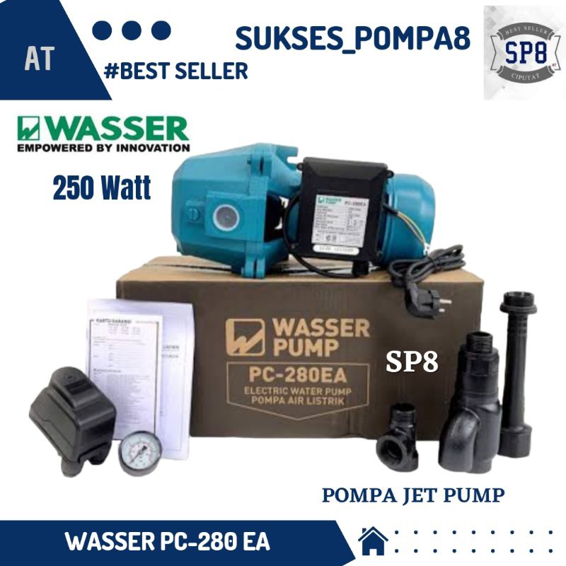 Jual Pompa Air Wasser PC-280 EA (NT) Otomatis / Pompa Air Jet Pump ...