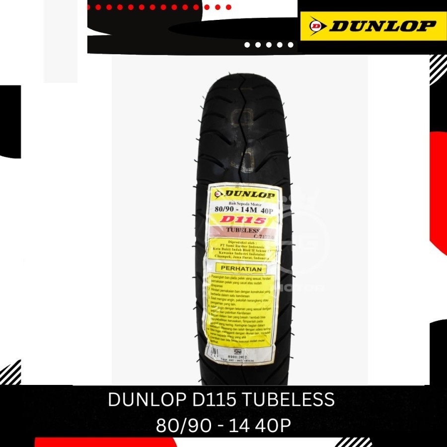 Jual BAN DUNLOP D115 D 115 80/90 Ring 14 TUBELES MIO BEAT | Shopee ...