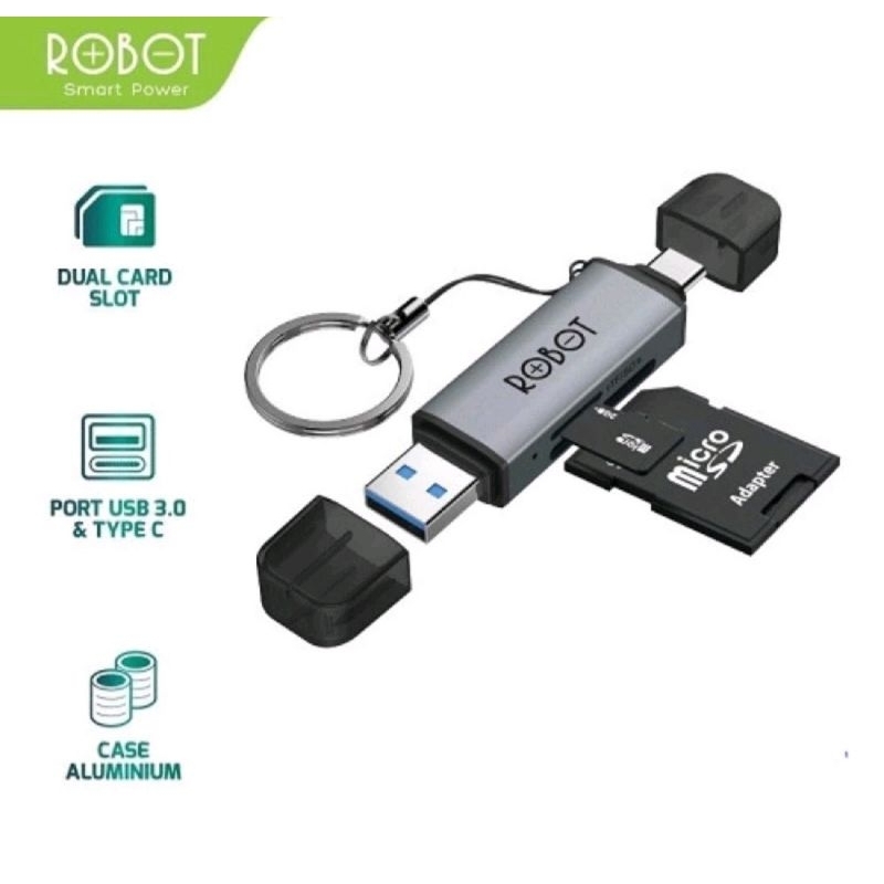 Jual ROBOT CR202S Card Reader 2 in 1 USB 3.0 Type C Memory Card Adapter ...