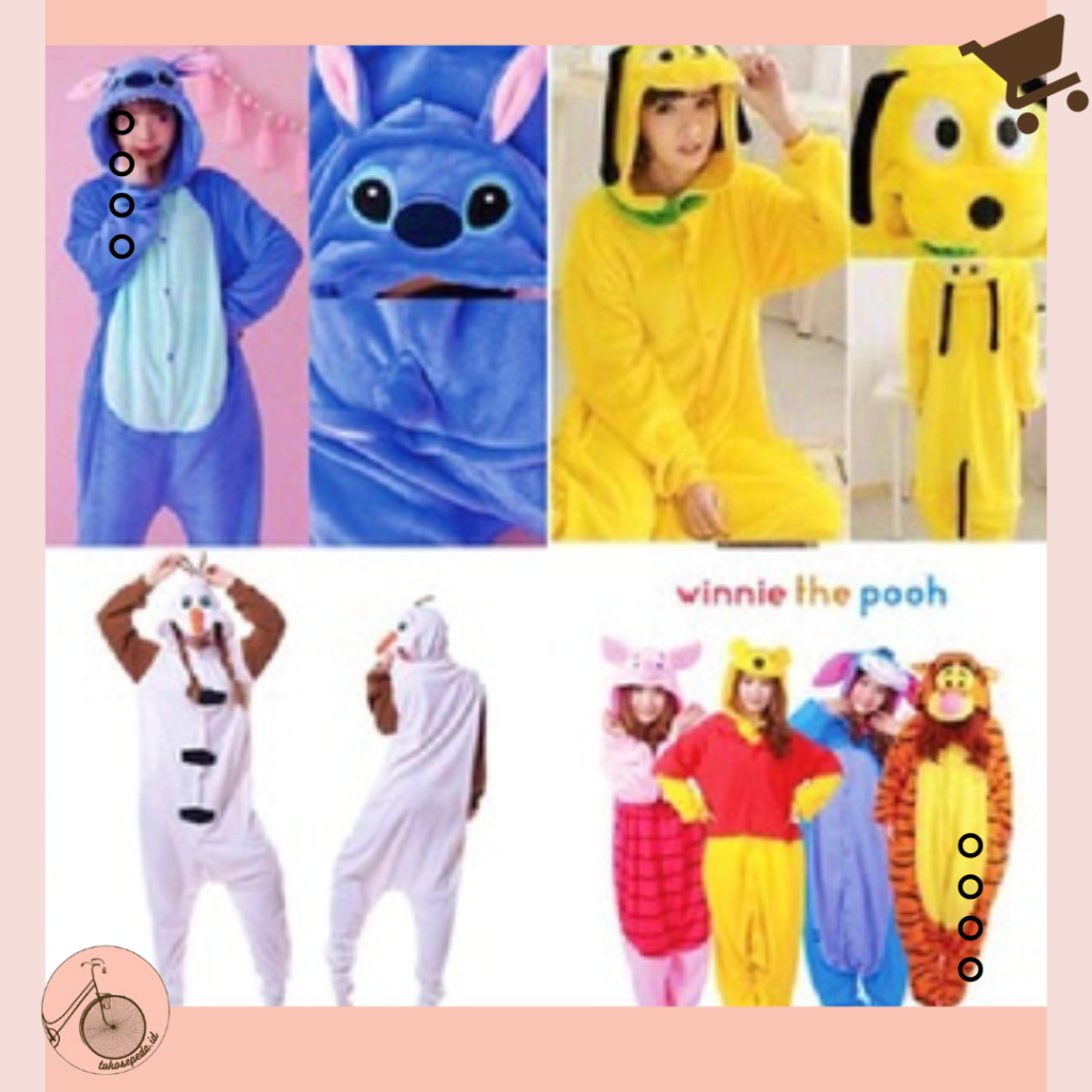 Jual Kostum Karakter Disney Mickey Minnie Alien Winnie Piyama Onesie ...