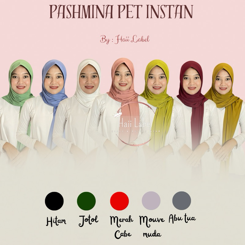Jual Haii Label HIJAB PASHMINA INSTANT PET SPANDEK PREMIUM | Shopee ...