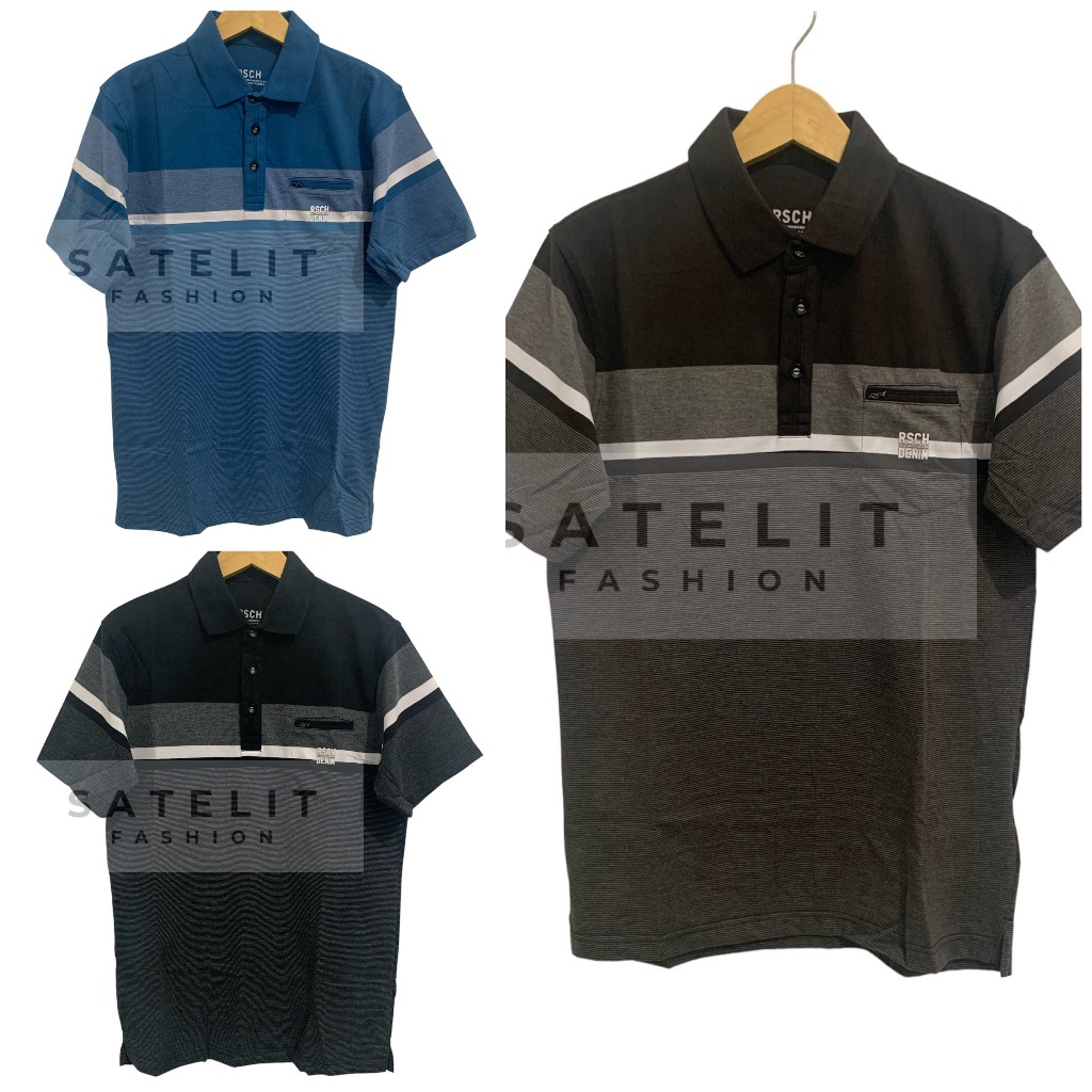 Jual Rsch Baju Kaos Kerah Polo Pria Distro Motif Salur Garis #3 ...