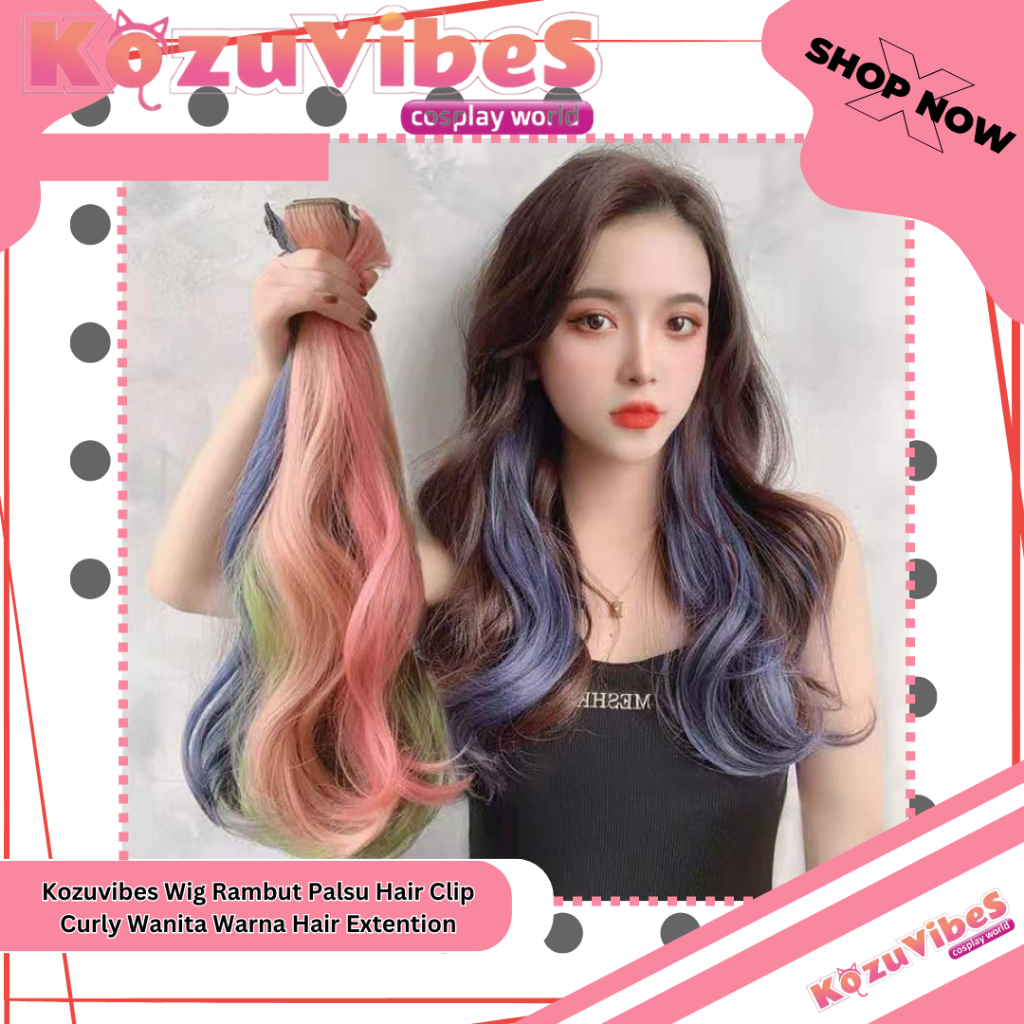 Jual Kozuvibes Wig Rambut Palsu Hair Clip Curly Wanita Warna Hair ...