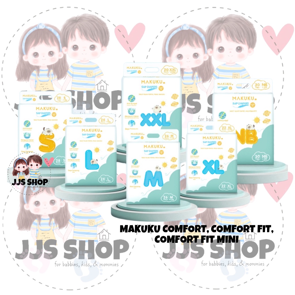 Jual MAKUKU AIR DIAPERS COMFORT FIT TAPE PANTS NB28 S36 M34 L32 XL32 ...