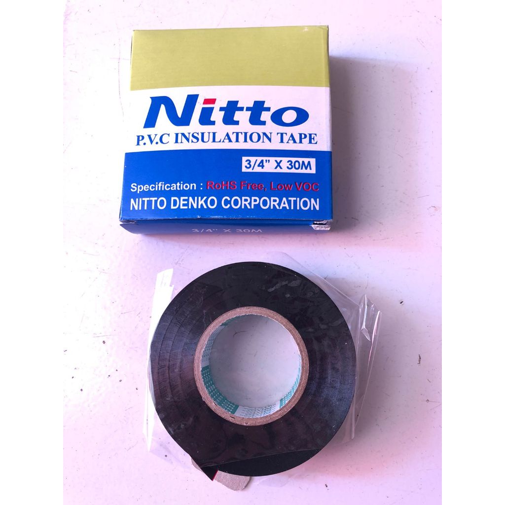 Jual ISOLASI NITTO LISTRIK ORIGINAL TAPE HITAM PVC KABEL NITO 3/4" 30m ...