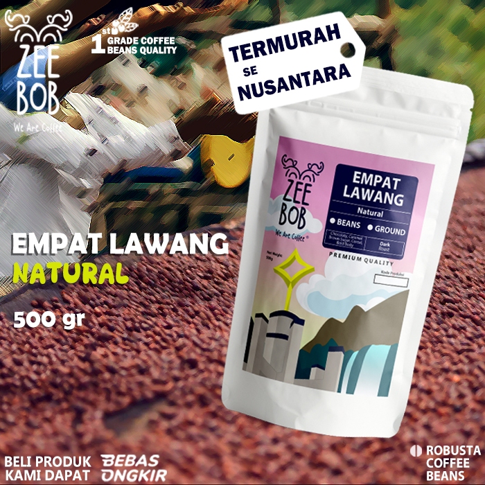 Jual ZEEBOB Coffee Kopi Robusta Empat Lawang Natural 500g | Shopee ...