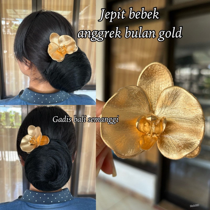 Jual Jepit Bebek Anggrek Bulan Gold (Bunga 1) / Jepit Bebek / Bunga ...