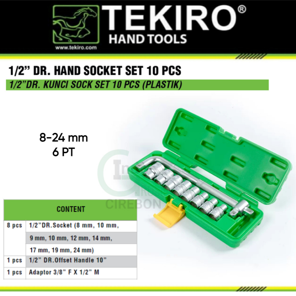 Jual Tekiro sok set 10 pcs 1/2" 8 - 24mm 6PT kunci hand socket box plastik | Shopee Indonesia