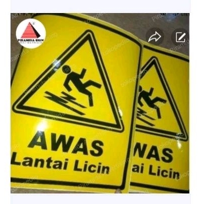 Jual sign tanda nama tulisan timbul ruang sticker stiker awas lantai ...