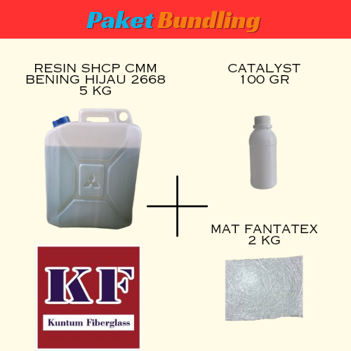Jual Resin SHCP CMM 2668 Bening hijau 5KG+Catalyst 100 GR+MET 300 FANTATEX 2 KG | Shopee Indonesia