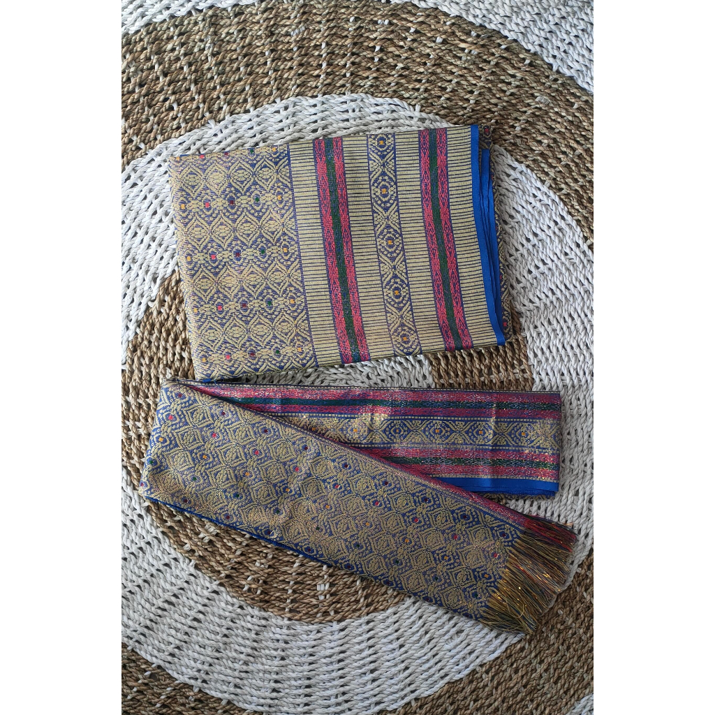 Jual Kain Songket set selendang / Bahan songket selendang Thailand /Bahan kain Rok kebaya ...