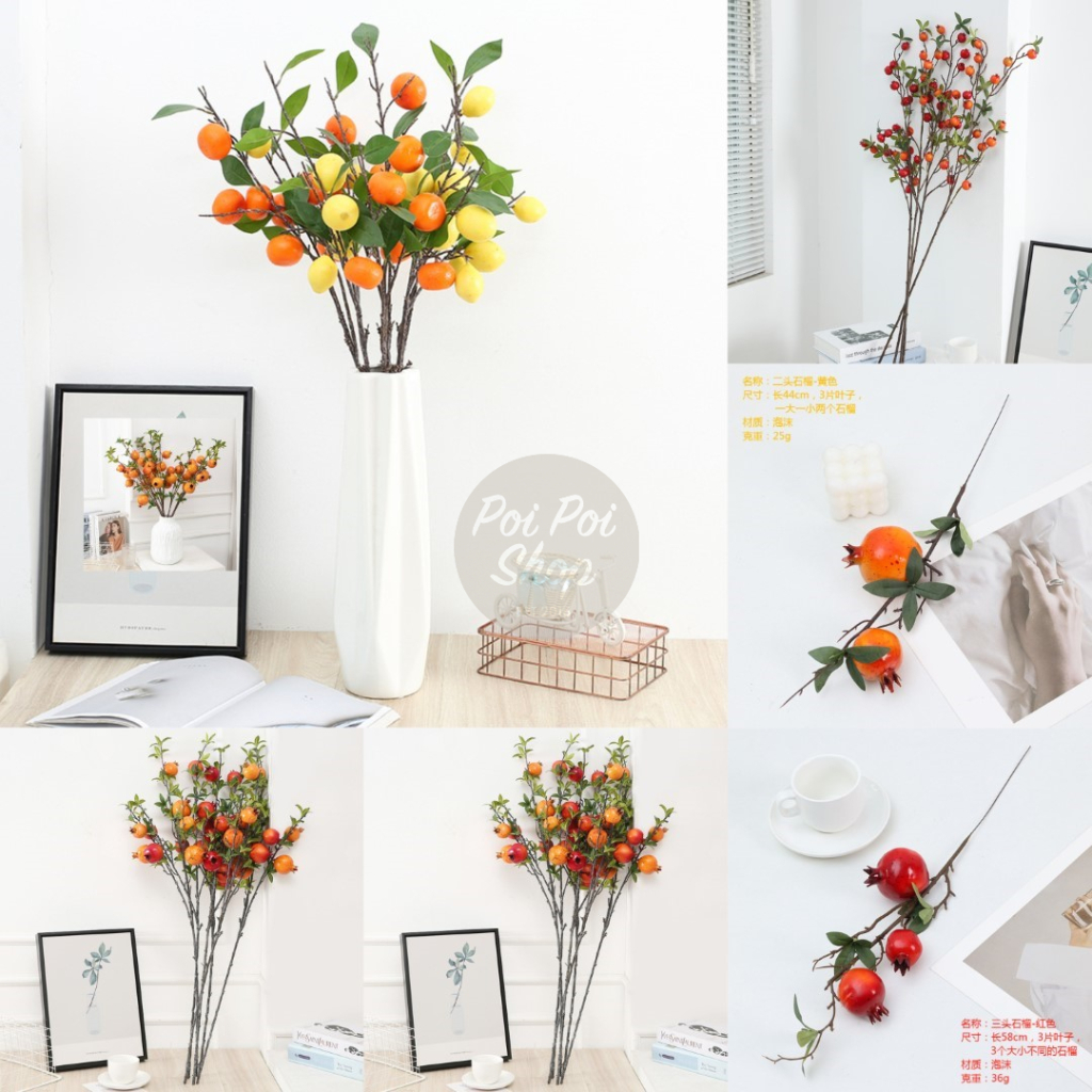 Jual Bunga Imlek Meihua Buah Jeruk Delima Rangkai Bunga Hiasan Imlek ...