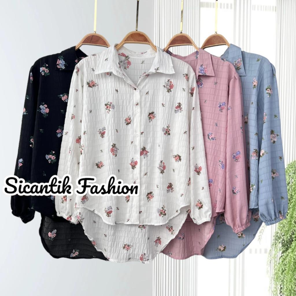 Jual BLOUSE BUNGA BAHAN CRINCLE MOTIF BUNGA / KEMEJA WANITA | Shopee ...