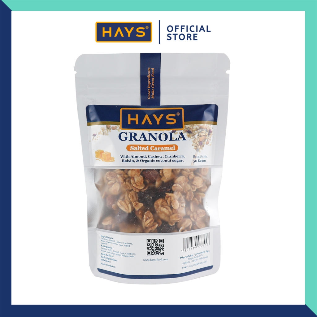 Jual HAYS Granola All Variant 50 Gram Dengan Almond Mede Cranberry ...
