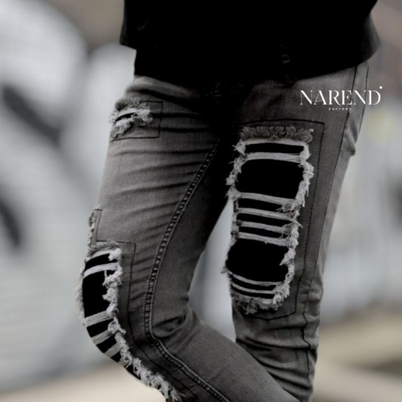 Jual Narend Jeans - Disaster Grey Celana Jeans Pria Skinny Slimfit ...