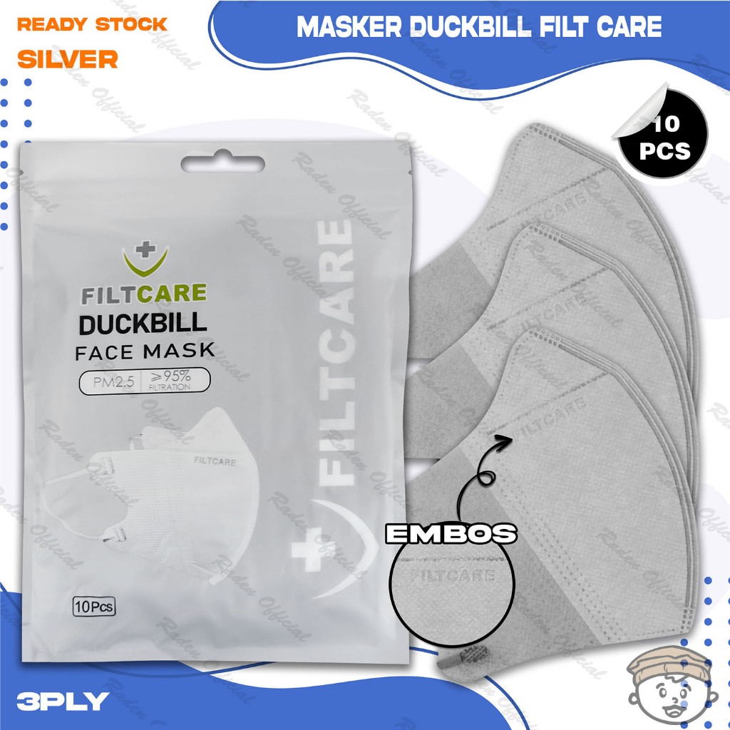 Jual Masker Duckbil FILTCARE 3Ply isi 10PCS Warna Silver Abu Muda ...