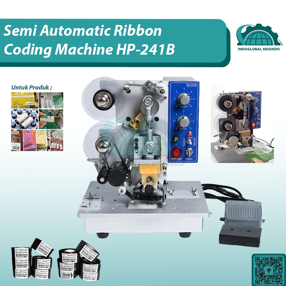 Jual Semi Automatic Ribbon Coding HP-241B Mesin Coding Ribbon Pita Semi Otomatis Pencetak ...