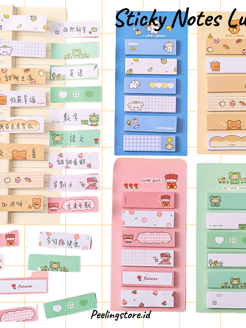 Jual Sticky Notes Lucu 6IN1 Tempelan Kertas Catatan 120 Lembar Notes ...