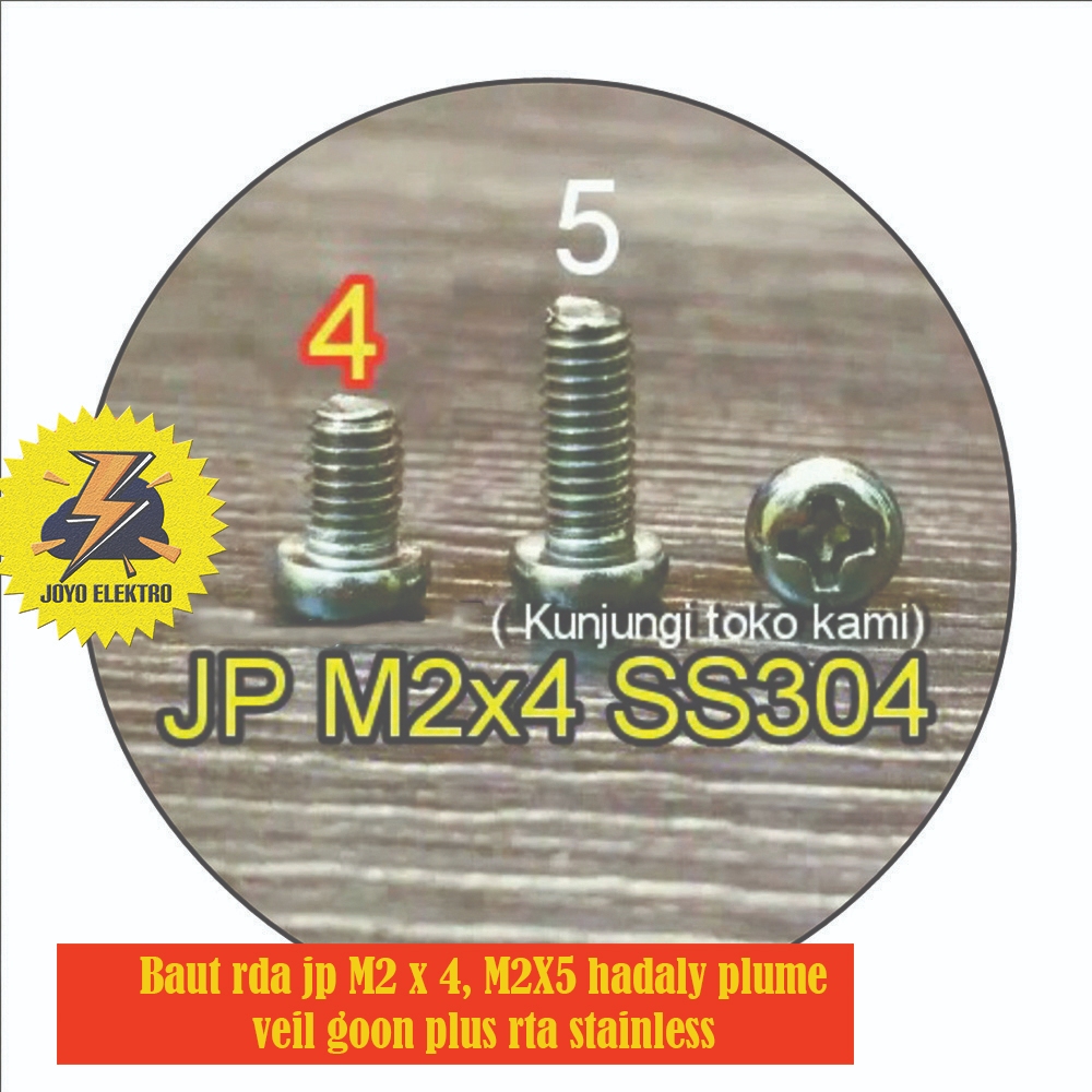 Jual Baut rda jp M2 x 4, M2X5 hadaly plume veil goon plus rta stainless stenlis ukuran baut 2X4 ...