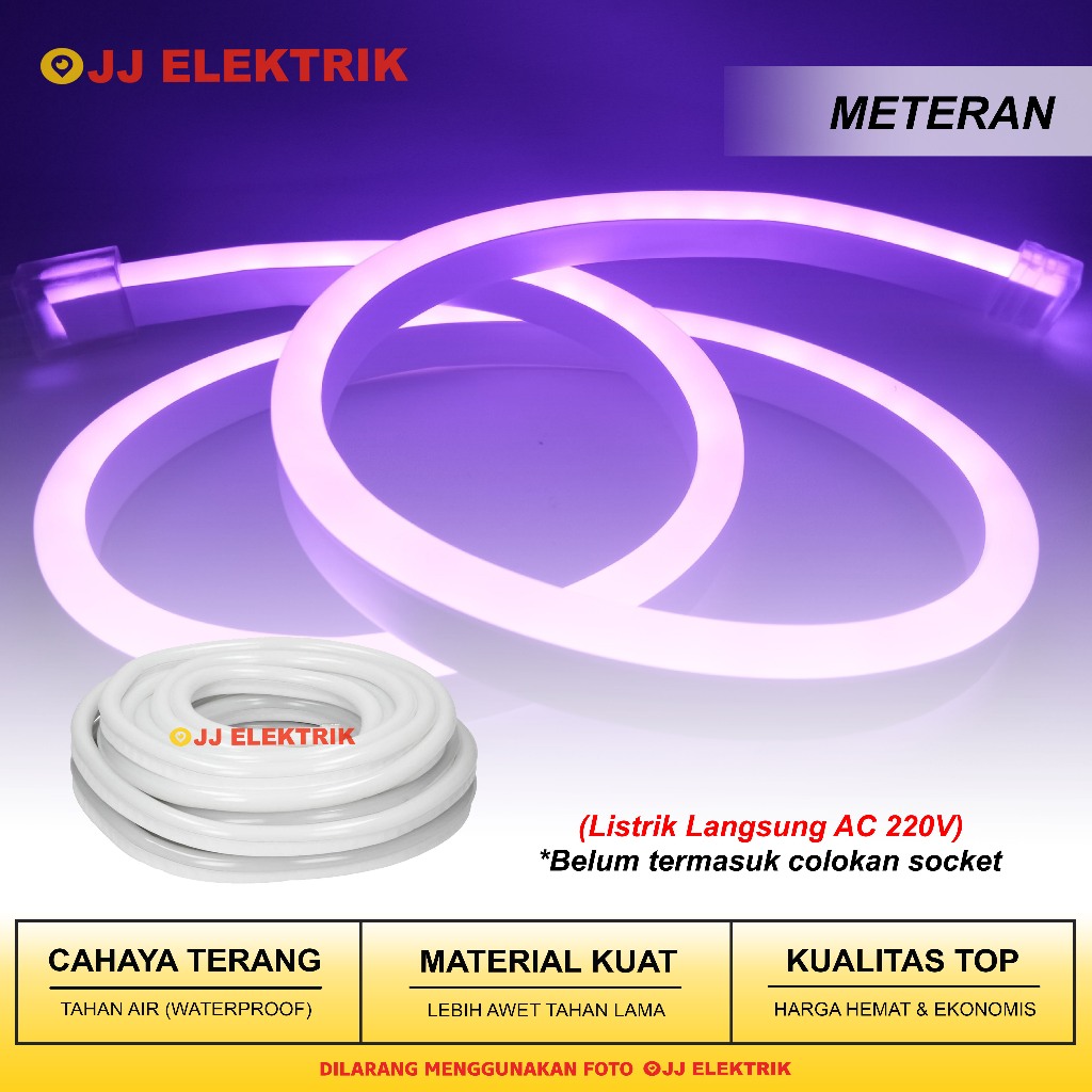 Jual LAMPU STRIP LED FLEXIBLE 2835 NEON FLEX LAMPU SELANG UNGU PURPLE ...