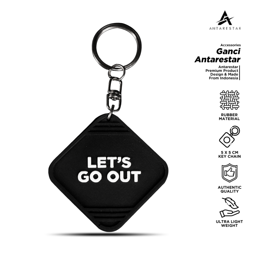 Jual Gantungan Kunci Keychain Rubber LET'S GO OUT Gantungan Karet Key ...